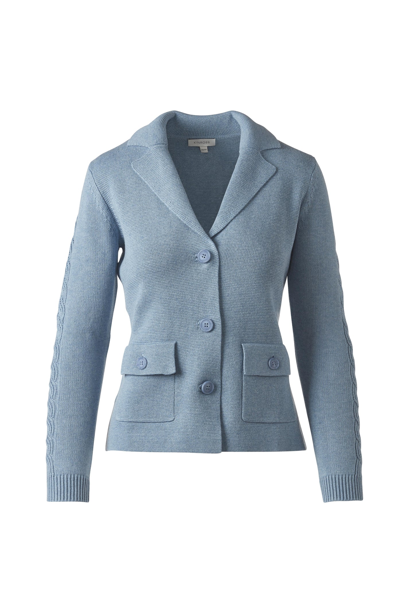 CABLE SLEEVE NOTCH COLLAR CARDIGAN – Kinross Cashmere