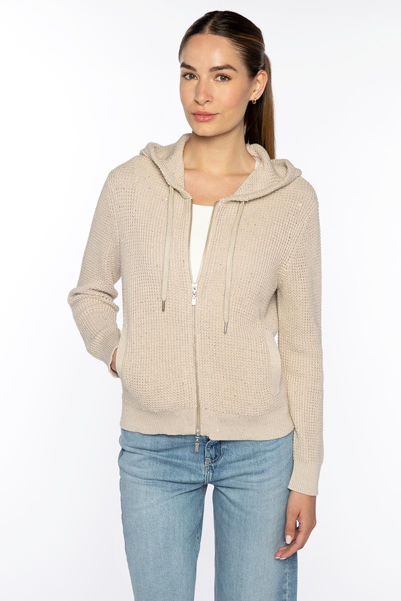 SEQUIN THERMAL ZIP HOODIE – Kinross Cashmere