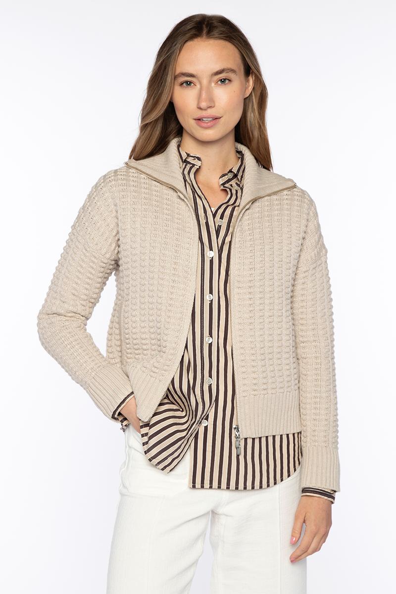 BOBBLE ZIP CARDIGAN – Kinross Cashmere